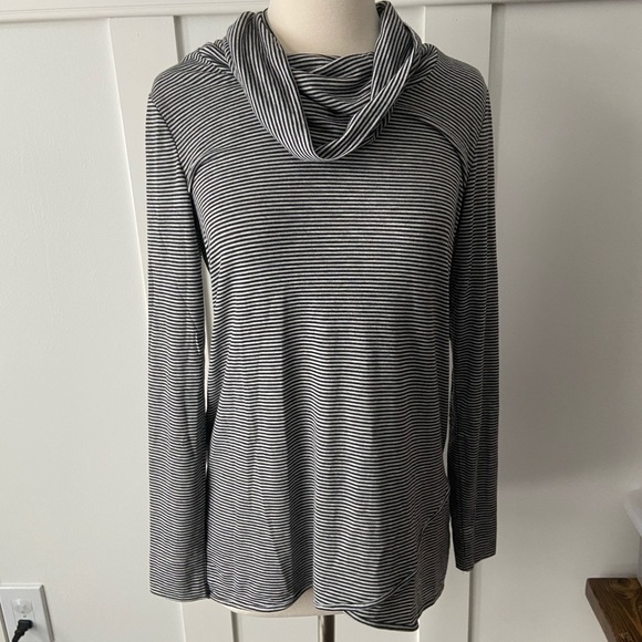 LOFT | Tops | Striped Crossover Hem Cowl Neck Top | Poshmark